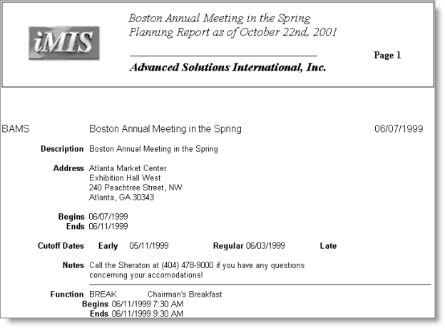 Activity Planning report