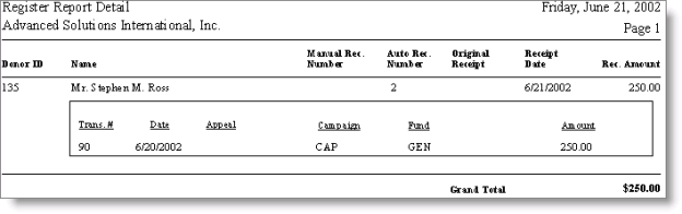 Receipt Validation window