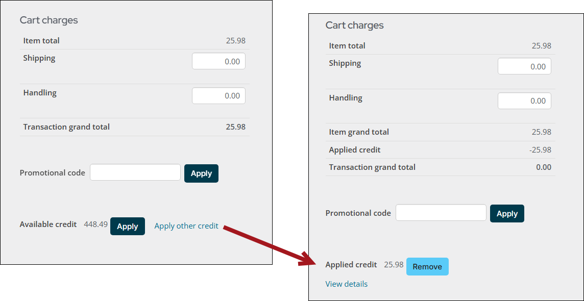 Applying an open credit