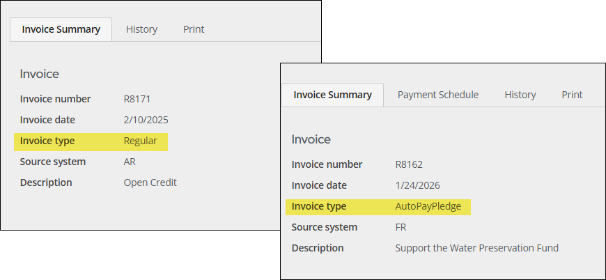 Understanding the invoice types