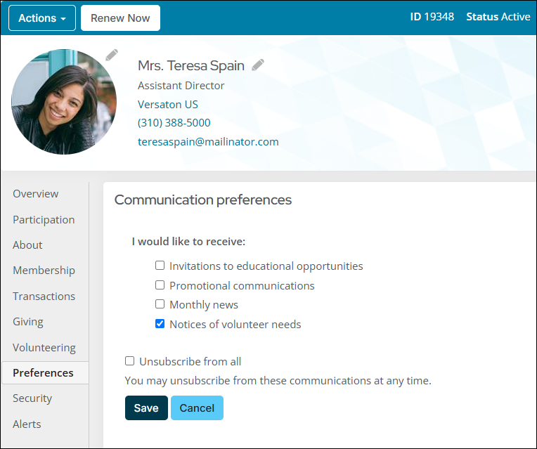 Managing communication preferences