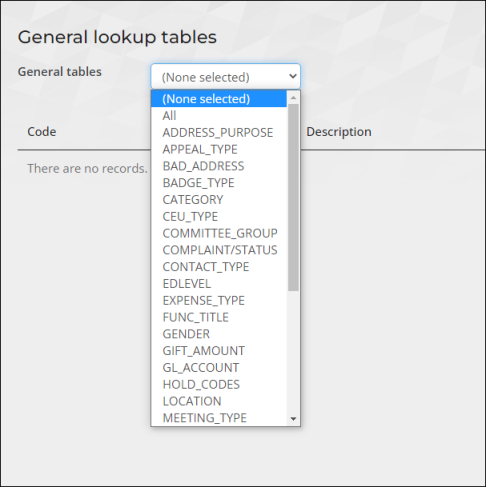 General lookup tables